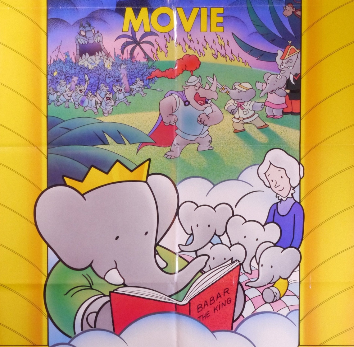 Babar: The Movie-Original Vintage Movie Poster for King Babars | Etsy
