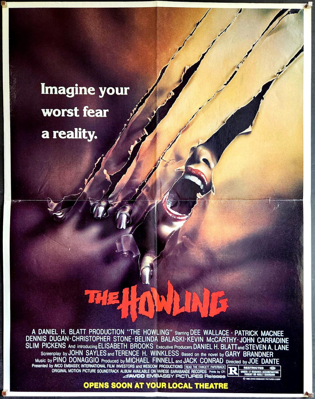 The Howling-an Original Vintage Movie Poster for Joe Dantes Werewolf ...