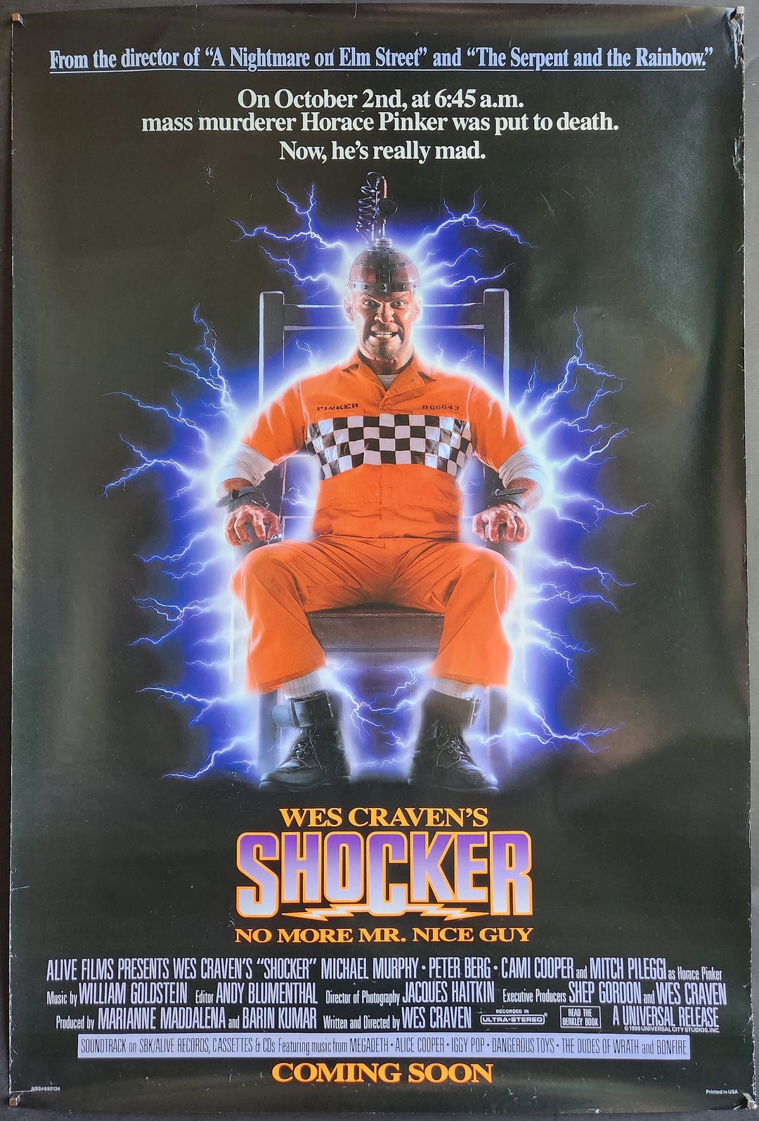Shocker-an Original Vintage Movie Poster for Wes Craven's Electrifying ...