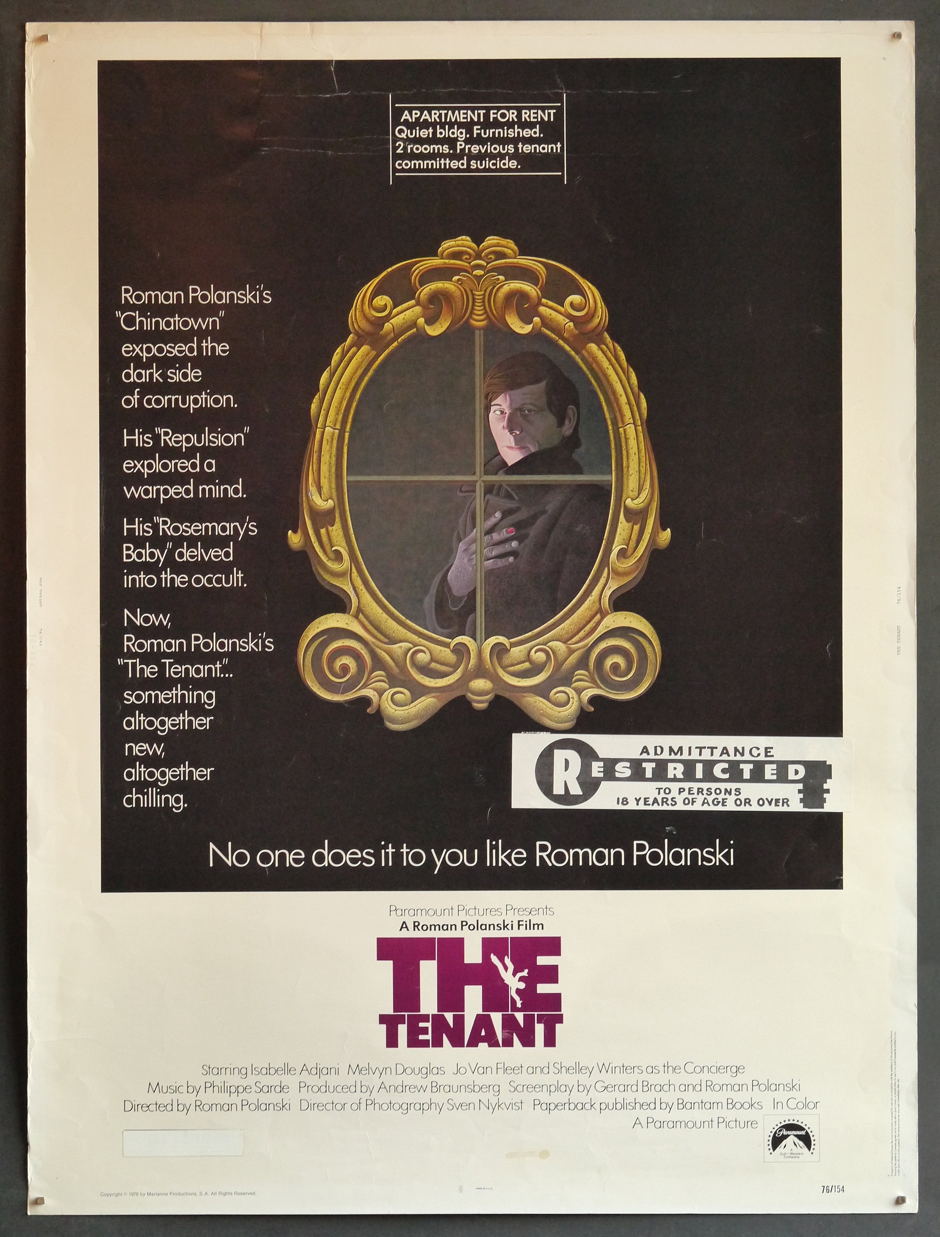 The Tenant-Original Vintage Movie Poster for Roman Polanskis | Etsy