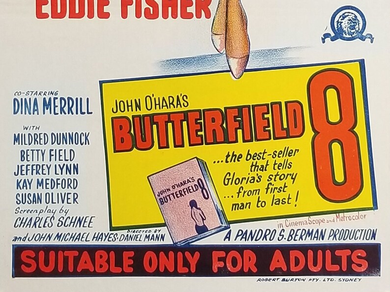 Butterfield 8-an Original Vintage Movie Poster of John O'hara's ...