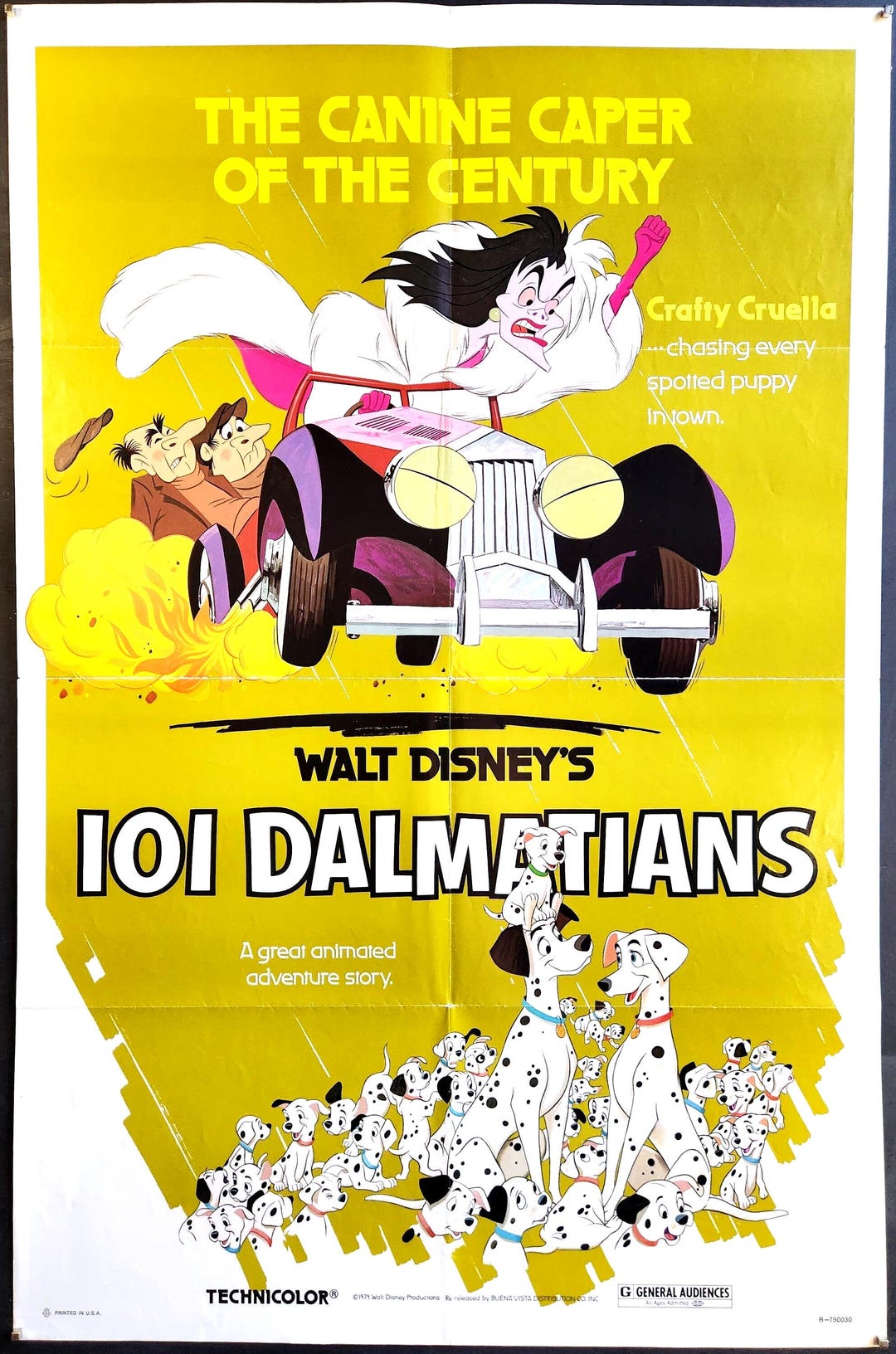 101 Dalmatians-an Original Vintage Movie Poster for the Iconic Disney ...