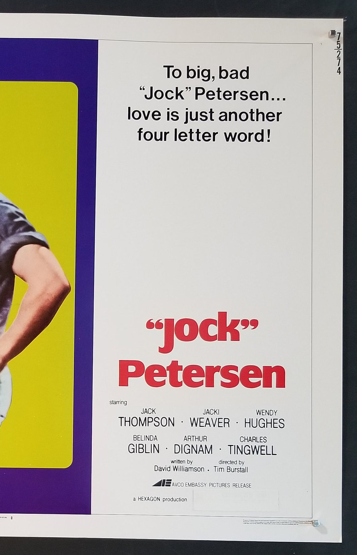 Jock Peterson-rare Original Vintage Movie Poster of the 1970s | Etsy