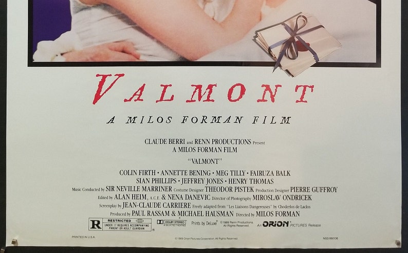 Valmont-an Original Vintage Movie Poster of Milos Forman's 18th Century ...