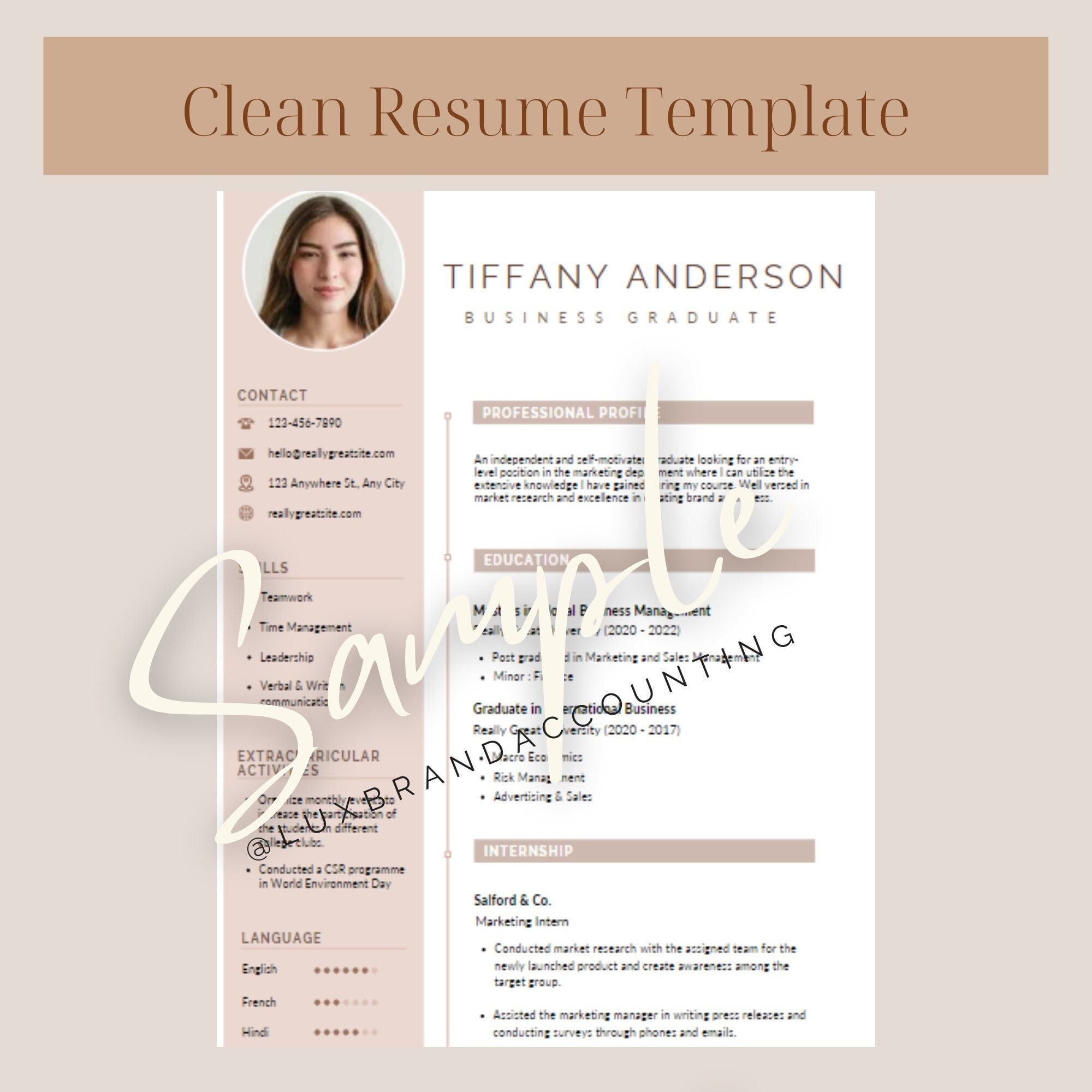 Clean Resume Template Professional Resume Template Resume - Etsy