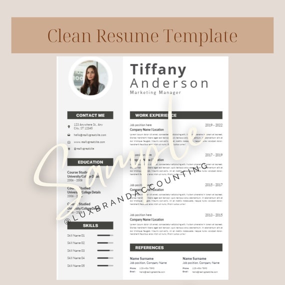 Clean Resume Template Professional Resume Template Resume - Etsy