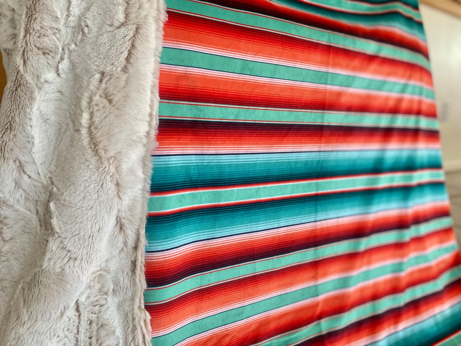 Turquoise & Burnt Orange Southwest Serape Blanket - Etsy