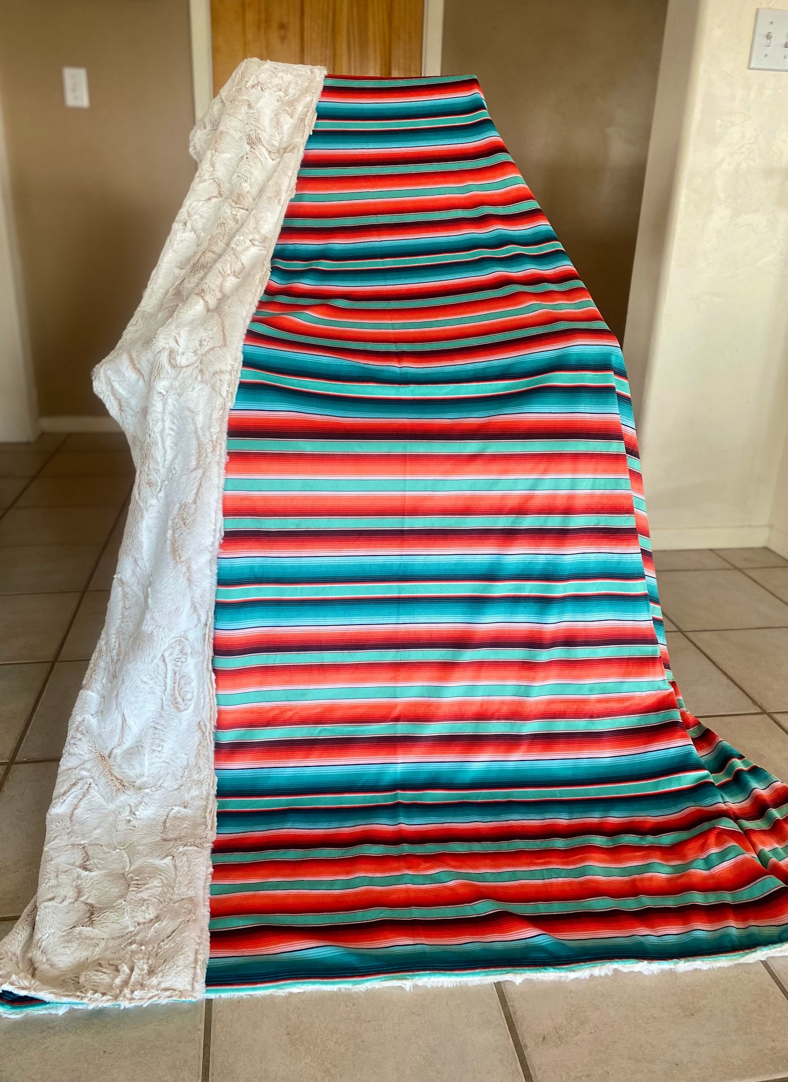 Turquoise & Burnt Orange Southwest Serape Blanket - Etsy