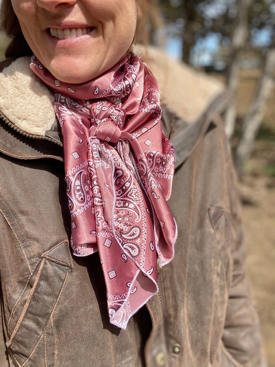 The Dusty Pink Bandana Print Wild Rag // Pink Wild Rag, Cancer ...