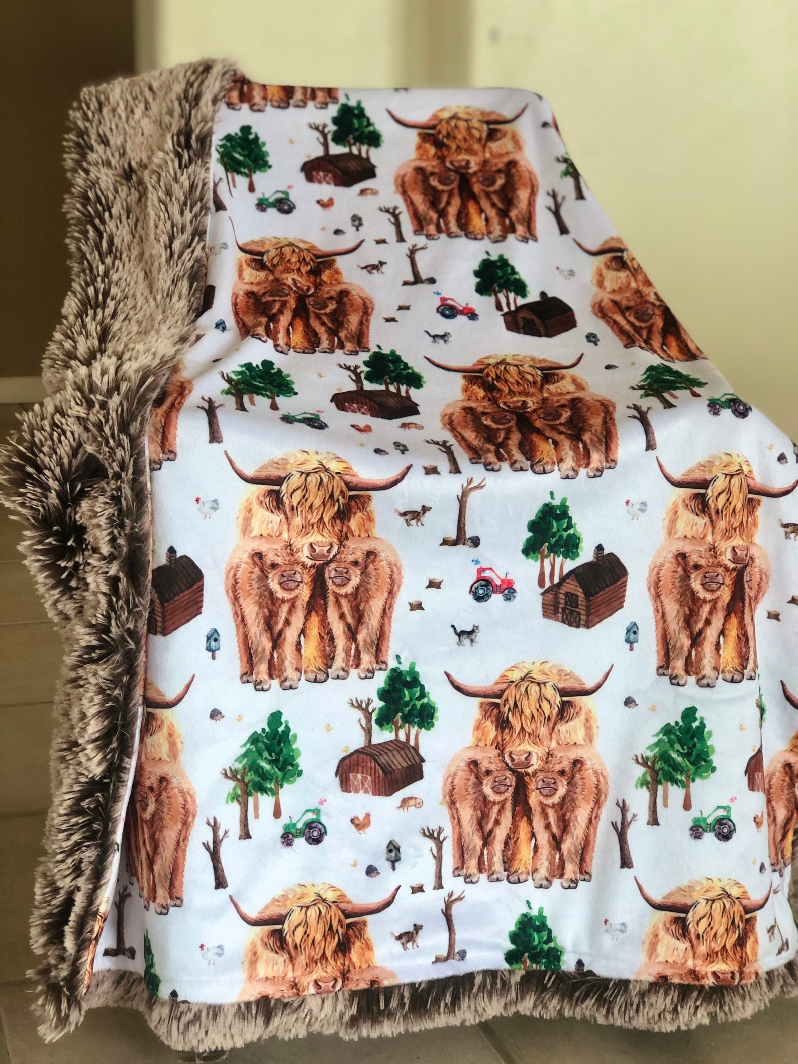 Farm Highland Cow Blanket - Etsy