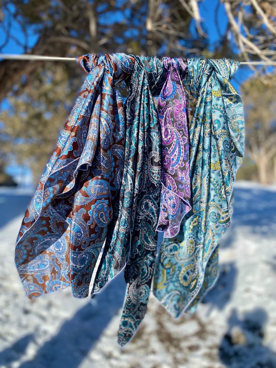 Silky Charmeuse Paisley Cowboy Wild Rag // Wild Rags for Women, Cowboy ...