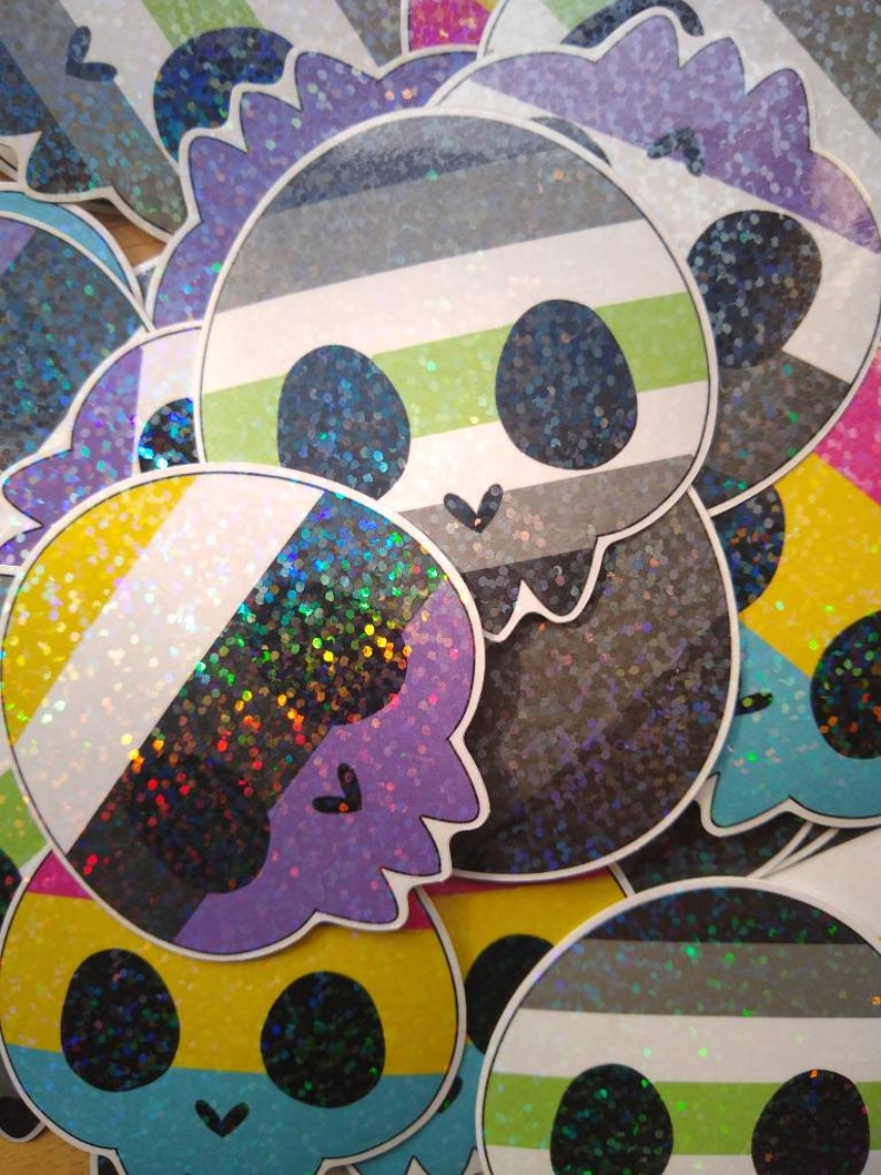 Pan Ace Agender Non-binary Skull Stickers 8 Cm - Etsy