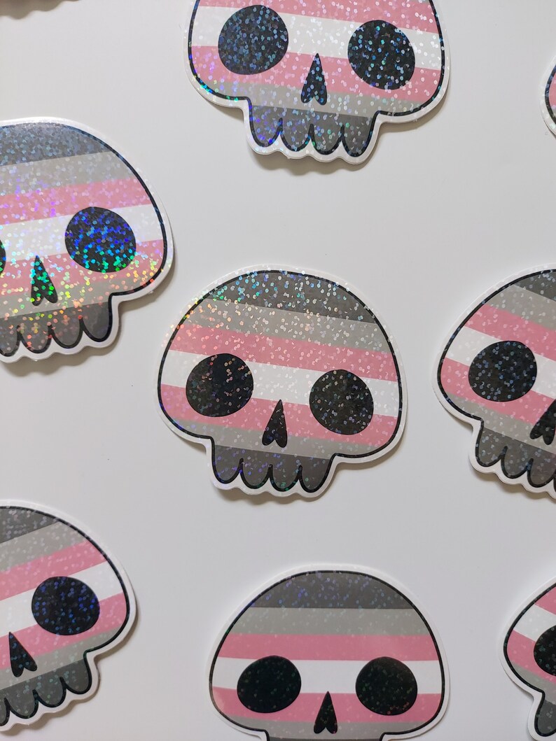 Demiboy Demigirl Pride Sticker • Skull • Holographic Sticker - Etsy