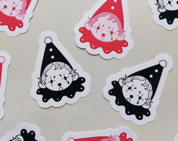 Clown Sticker 7 X 5cm Sad Clown Cute Sticker Cute Clown Paper Sticker ...
