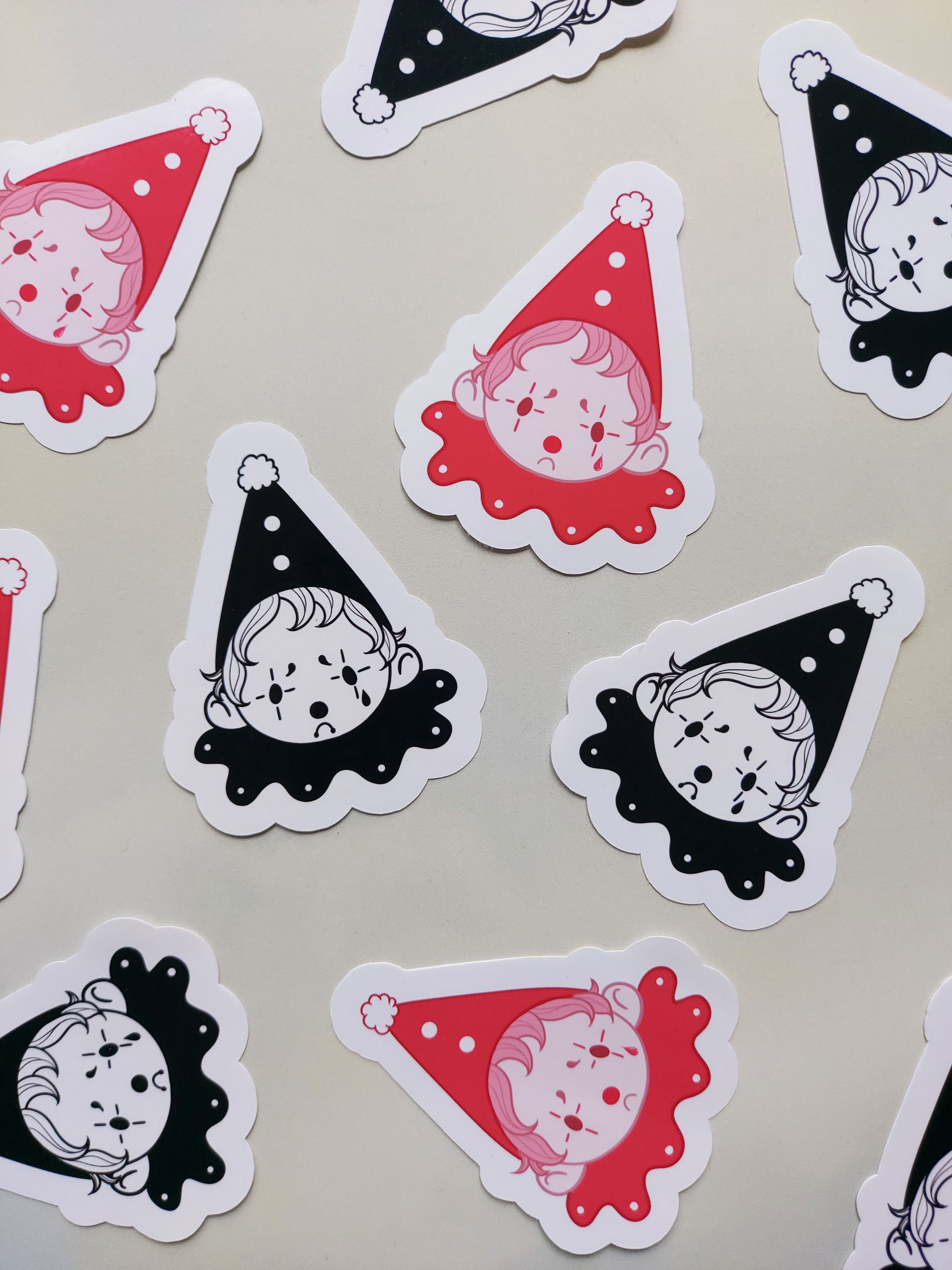 Clown Sticker • 7 X 5cm • Sad Clown • Cute Sticker • Cute Clown • Paper ...