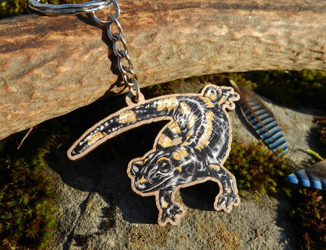 Cute Salamander Wooden Keyring Fire Salamander for Nature Lover ...