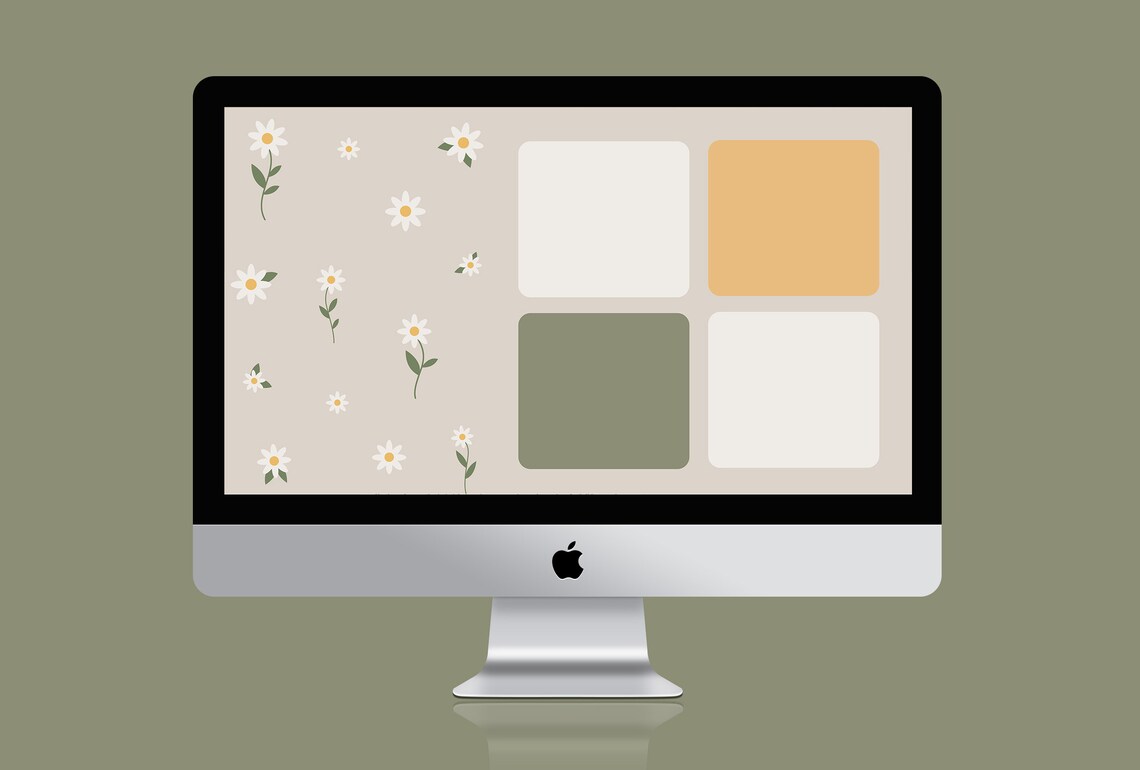 Spring Daisy Desktop Wallpaper Organizer Matching Folder | Etsy