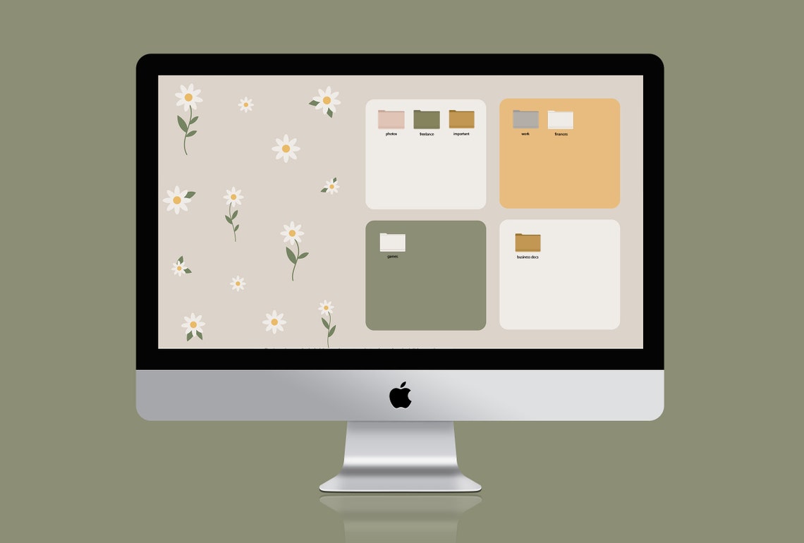 Spring Daisy Desktop Wallpaper Organizer + Matching Folder Icons ...