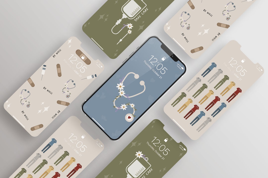 Cute Nursing Smartphone Lock Screen 6 Pack | Illustrated Wallpaper ...