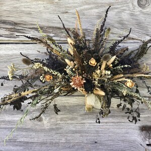 Victorian Gothic Bridal Bouquet Arrangement Black Thistle Linen White ...