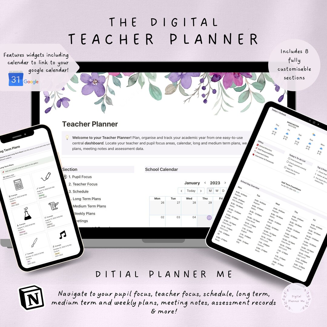 Notion Template, the Digital Teacher Planner, Undated 2022 - 2023, iPad ...