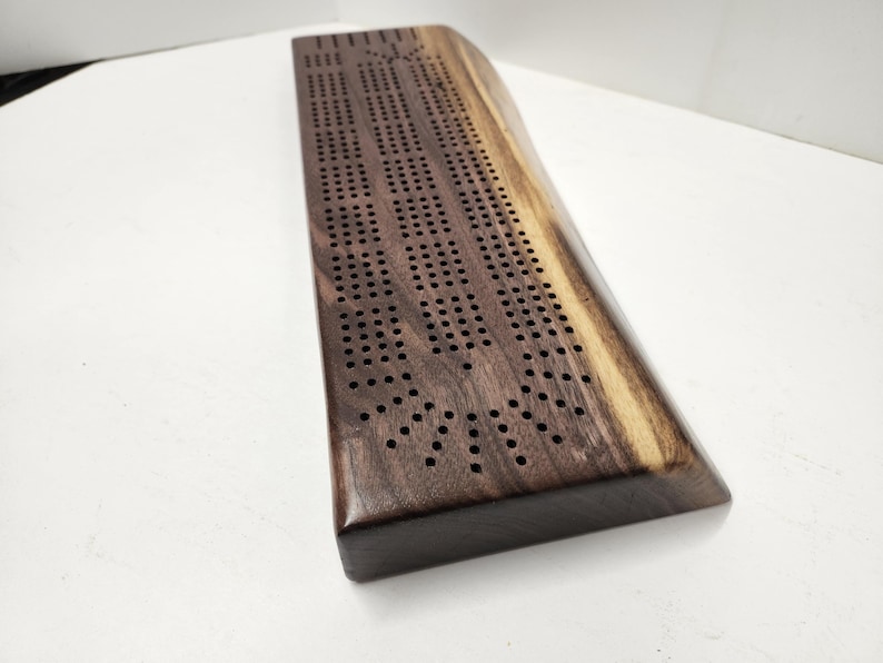 Walnut 4 Track Live Edge Cribbage Board. - Etsy