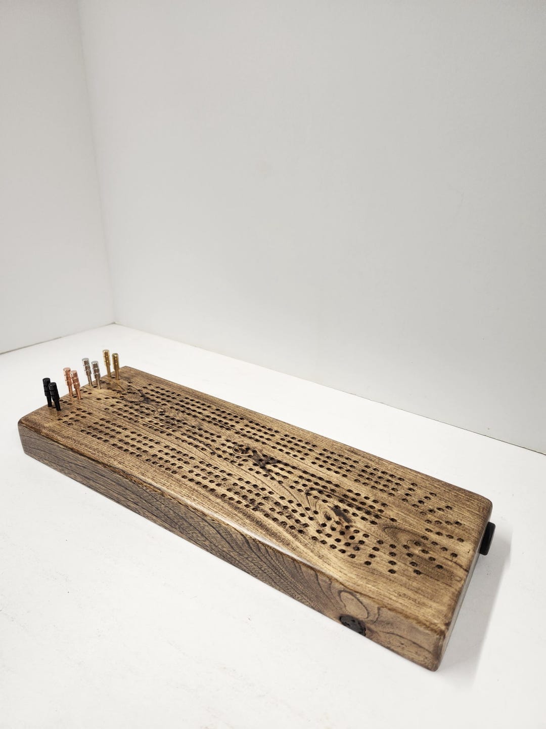 4 Track Birch Cribbage Board With 8 Pegs and Peg Storage - Etsy