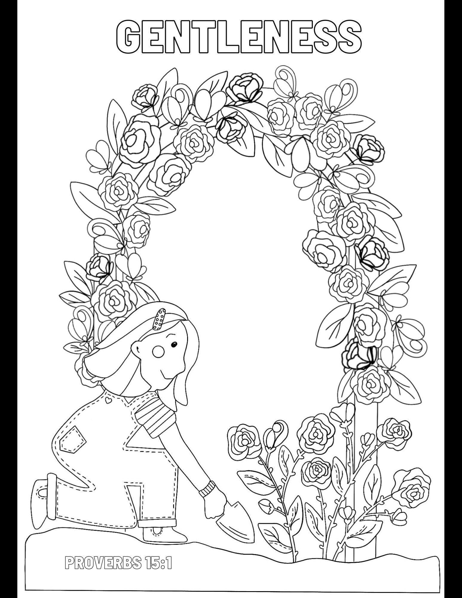 Growing Godly Character Digital Coloring Pages Girls Flowers - Etsy