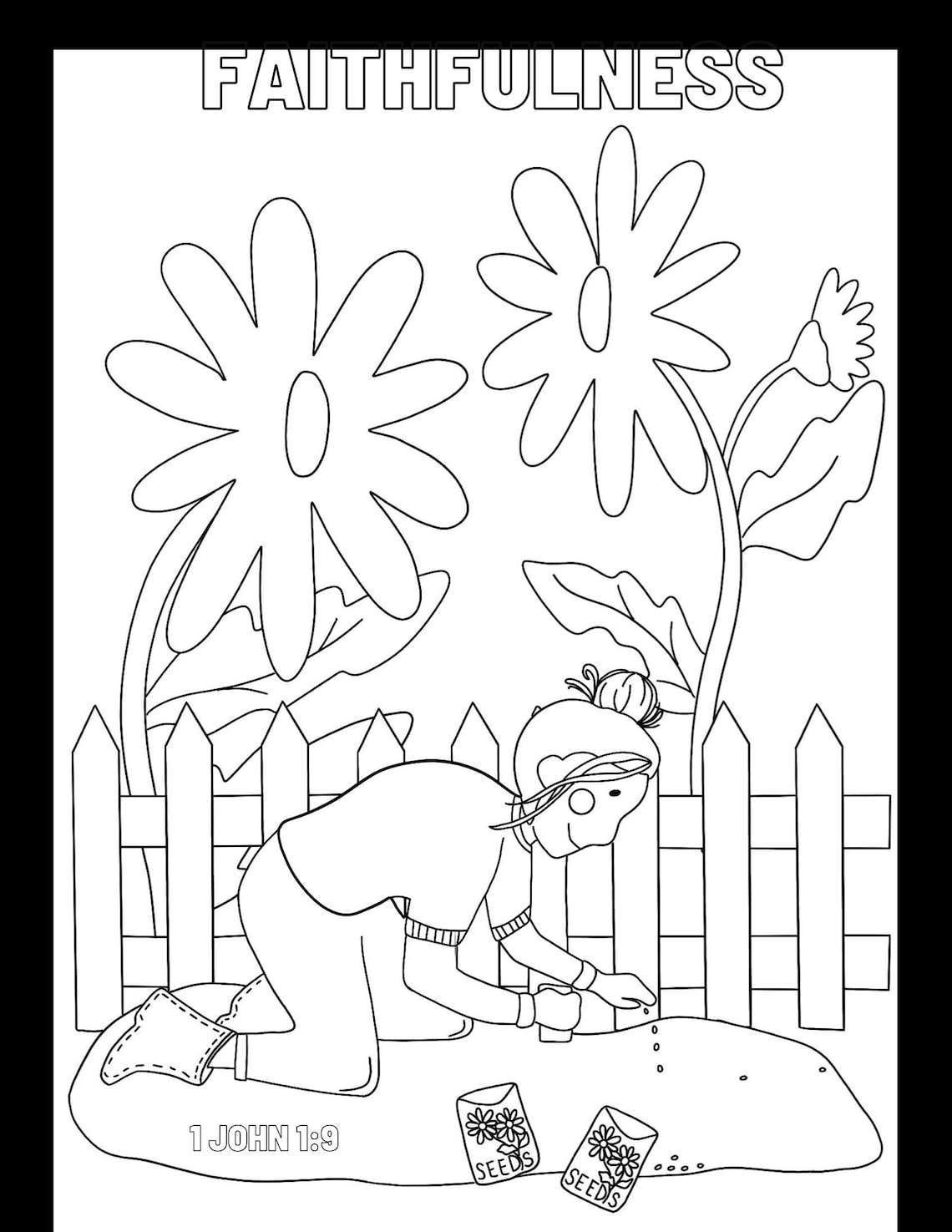 Growing Godly Character Digital Coloring Pages Girls Flowers - Etsy