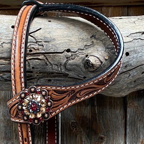 Silver Buckstitch One Ear Headstall / Bridle OE108 for Rodeo - Etsy