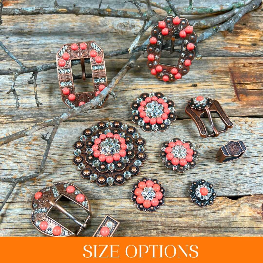 Copper Coral - Clear Crystal Conchos - Sizes From 1"-3" and Buckles - Etsy
