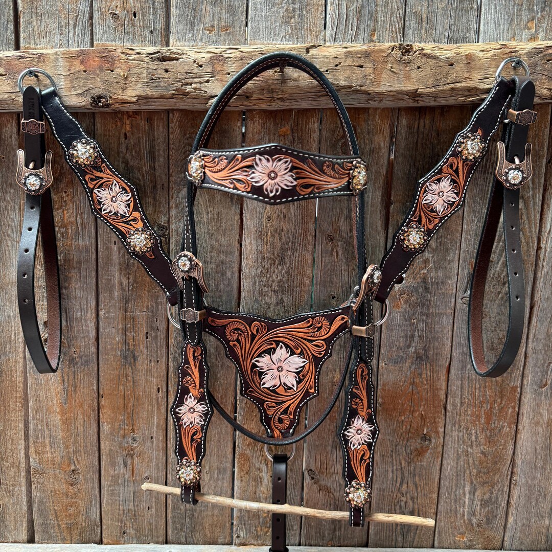 Triple Tone Floral Champagne and Clear Browband / One Ear - Triangle ...