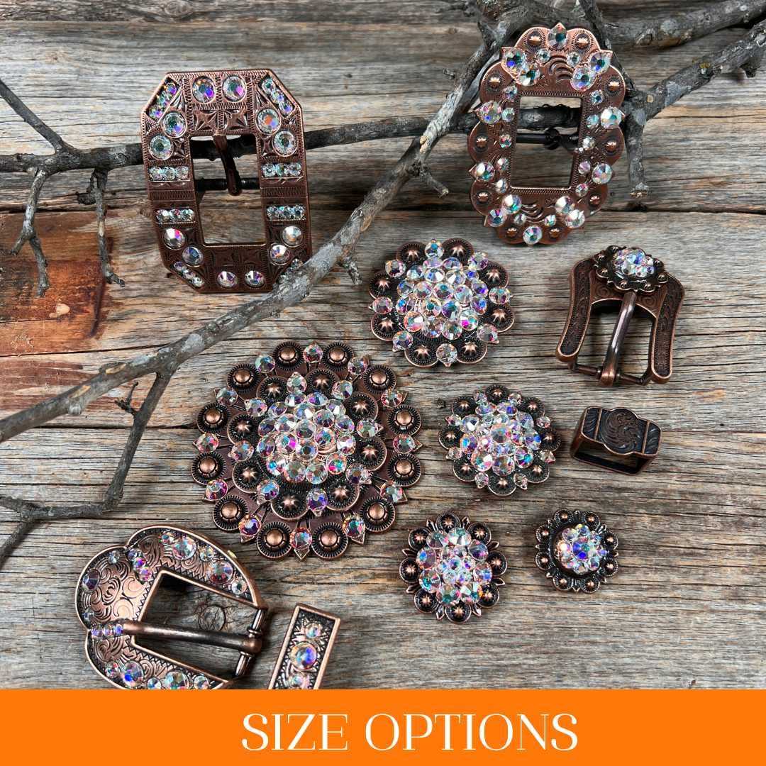 Copper AB Crystal Conchos Sizes From 1"-3" and Buckles - Etsy