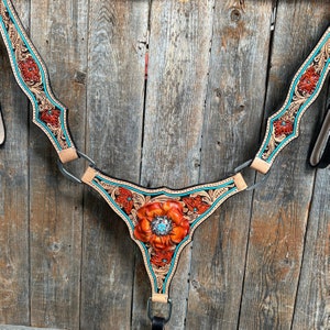 Teal Two Tone Orange and Turquoise Browband/ Gladiator Breastcollar Tack Set BBBC521 - Etsy