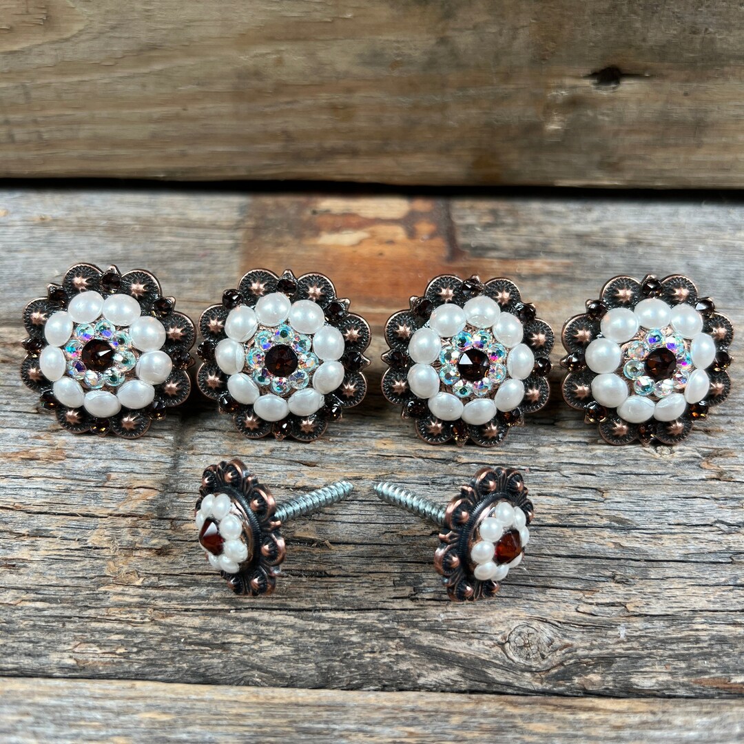 Copper Topaz AB & Pearl Saddle Conchos - Etsy