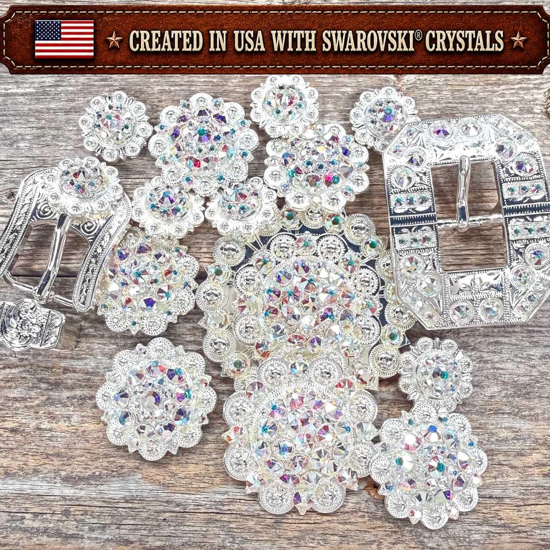 Bright Silver AB Crystal Conchos | Sizes 1