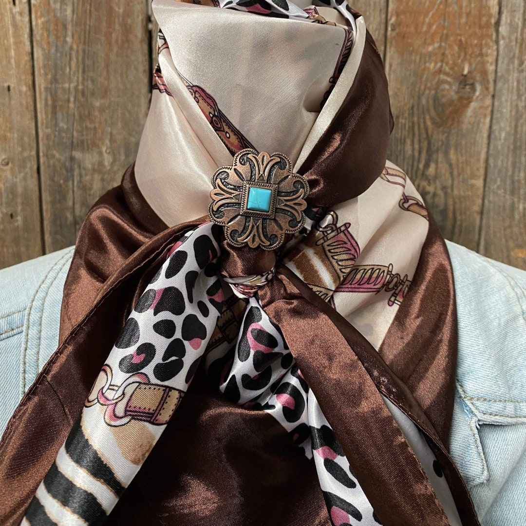 35x35" Tan Animal Print Wild Rag / Scarf WRC2295B -w141l Slide ...