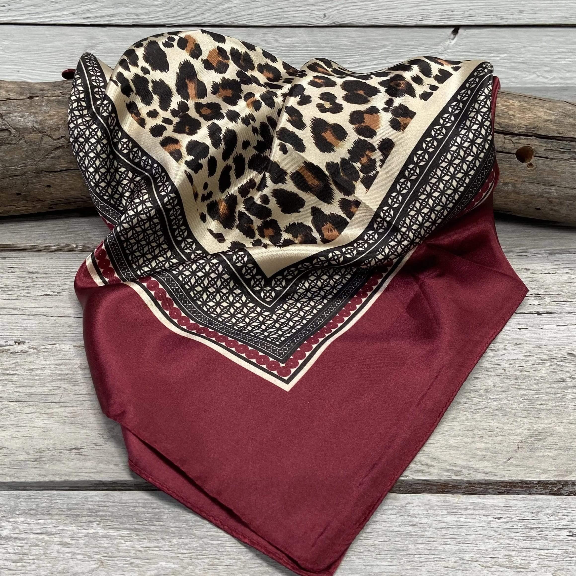 35x35" Wine Leopard Print Wild Rag / Scarf WR397 - Etsy