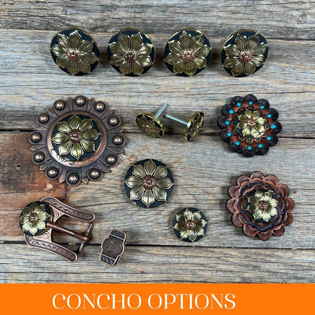 Black & Gold Sunflower Western Concho W125 - Etsy