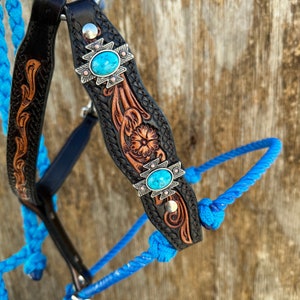 Floral Tooled Lariat & Leather Combo Halter LH107 - Etsy