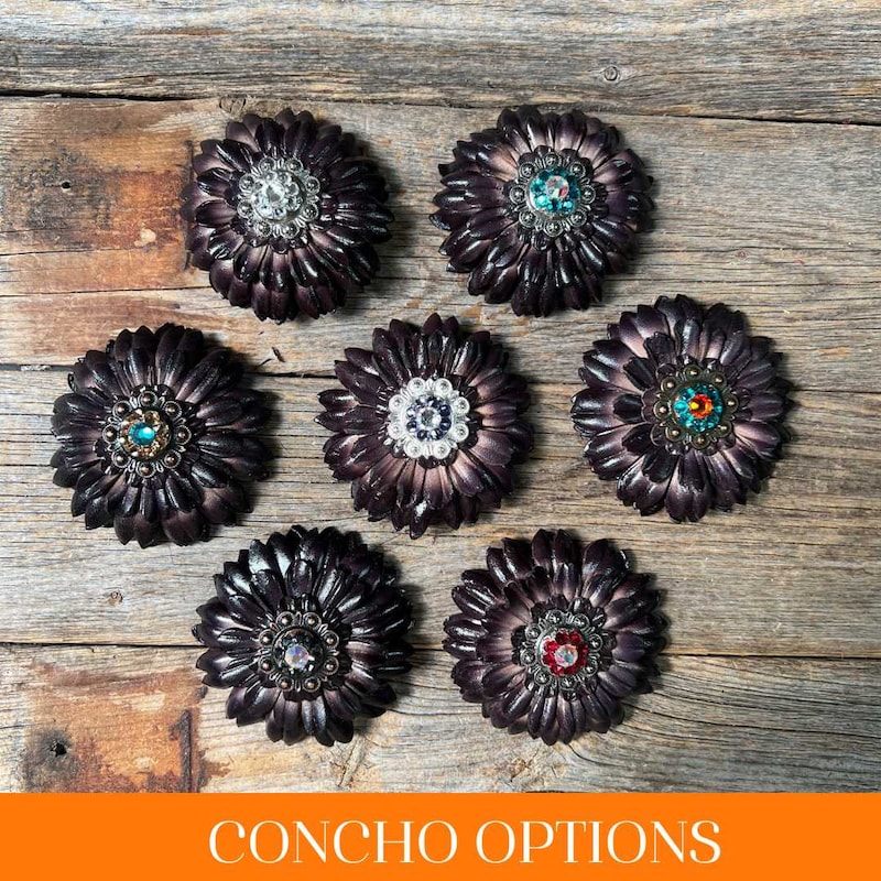 Black Concho With Flower - Etsy
