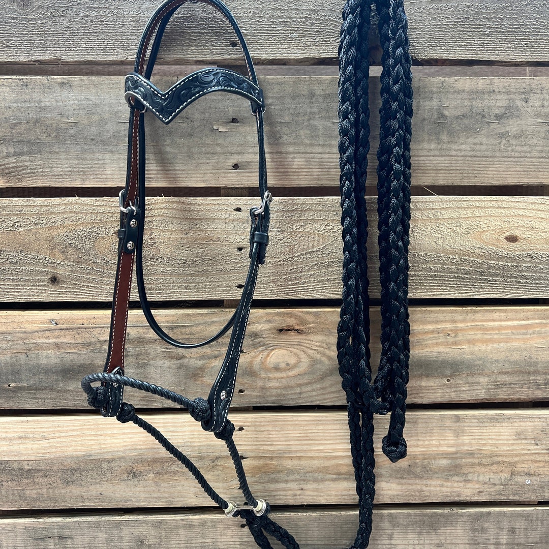 Black Floral V-brow Black Loping Hackamore #LHK027 - Etsy