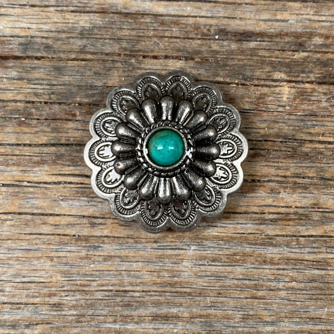 Antique Silver Green Turquoise Concho 1" W203SX - Etsy