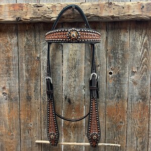 Two Tone Honeycomb Copper Dot Jet, Champagne and Topaz Browband ...