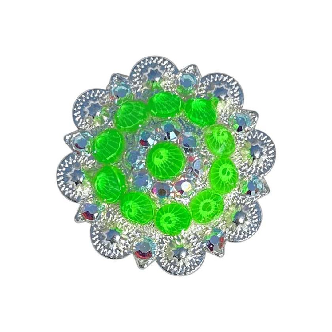 Neon Green and AB Bright Silver 1.5" European Crystal Concho - Etsy
