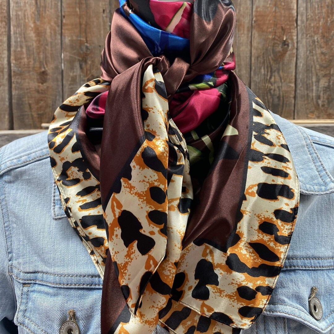 35x35 Chocolate Brown Leopard Print Wild Rag/scarf WR703 - Etsy Hong Kong