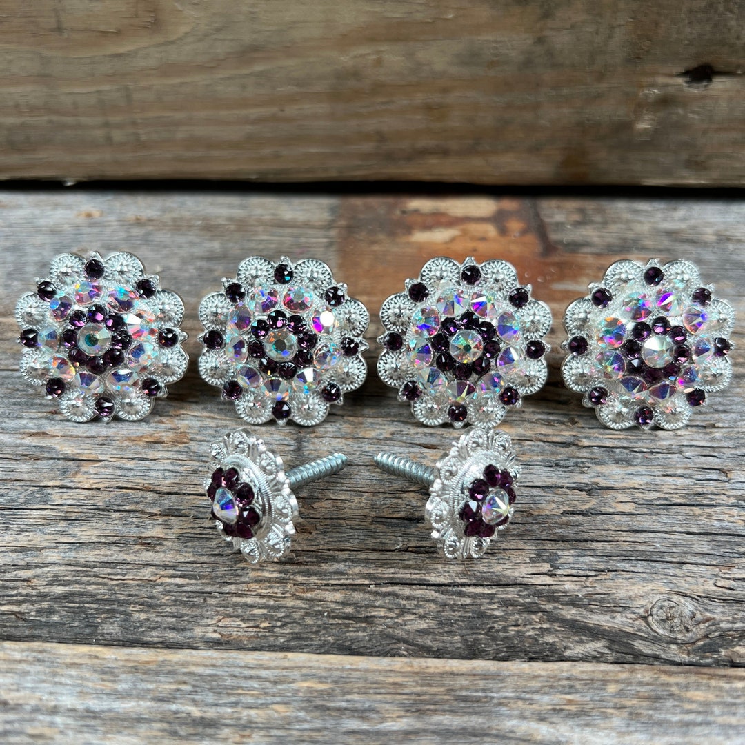 Bright Silver Purple & AB Saddle Conchos - Etsy