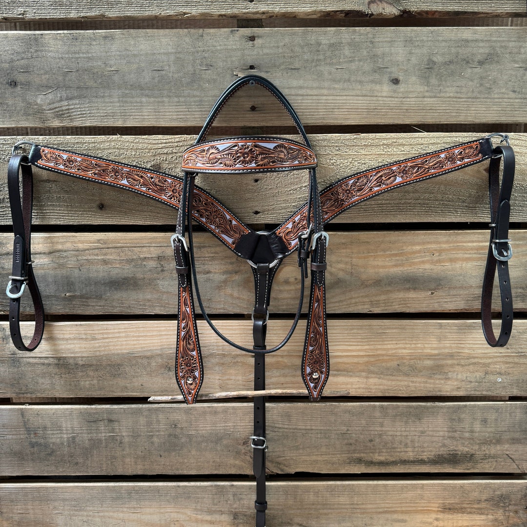 Hand Painted Floral Browband / One Ear Breastcollar Tack Set - Etsy