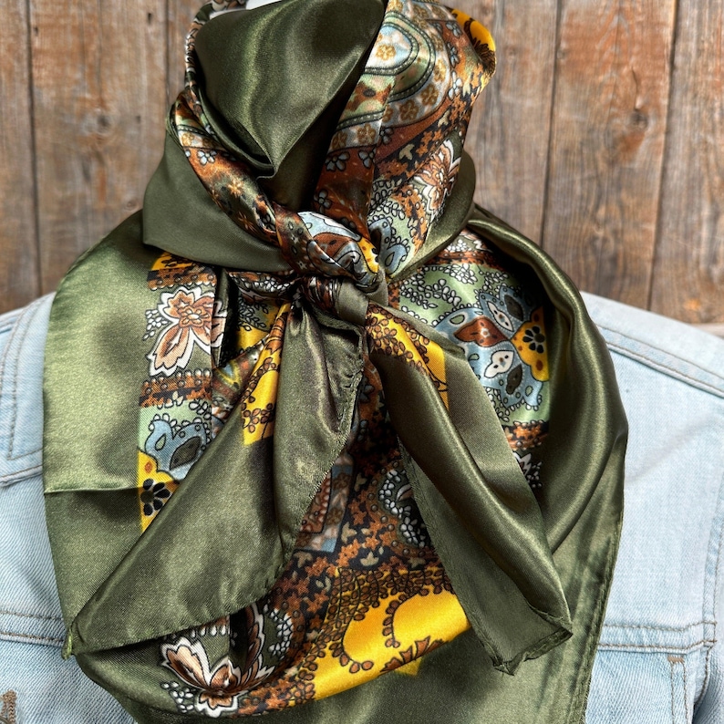 35x35" Olive Tone Paisley Wild Rag / Scarf WR1001 - Etsy