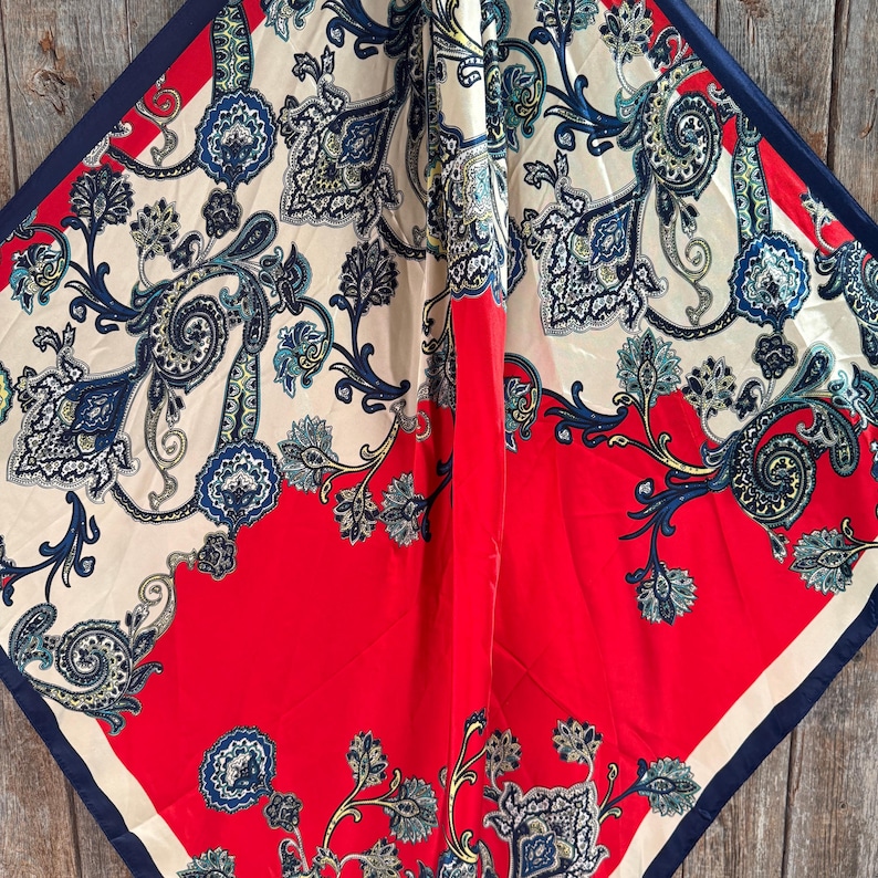 35x35" Red & Navy Paisley Wild Rag / Scarf WR300 - Etsy